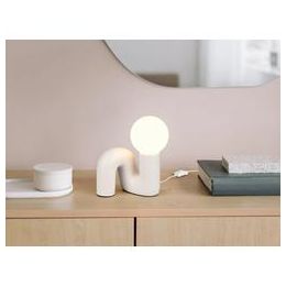 Trio REALITY LEUCHTEN Tischleuchte "QUINN, Keramik Tischlampe m. Glasschirm, ohne Leuchtmittel 1xG9 max5W", greige, 1, H: 21,5cm, 1 Stk., Leuchten, Design Nachttischlampe, Schreibtischlampe H&ouml;he 22cm, Glas Lampenschirm, Tischleuchte