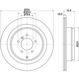 Hella Bremsscheibe 8dd355115291 Hinterachse au&szlig;enbel&uuml;ftet 354mm 20mm f&uuml;r LAND ROVER