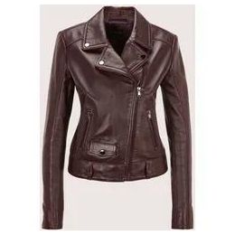 Madeleine Mode Lederjacke MADELEINE "Lederjacke Verk&uuml;rzte, elegante Lammnappa-Jacke Langarm", Damen, Gr. 44, braun (portwein), Obermaterial: 100% Lammnappaleder LANA., Modern, Jacken, Lammnappaleder, Biker-Form