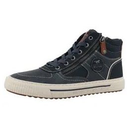 Sneaker Mustang SHOES "Masha", Herren, Gr. 44, blau (navy), Lederimitat, Basic, Schuhe Sneaker, High Top Sneaker, Schn&uuml;rboots mit Rei&szlig;verschluss