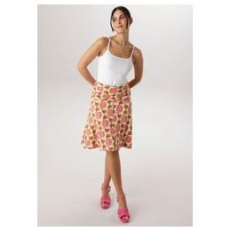 Sommerrock Aniston SELECTED, Damen, Gr. 46, beige, pink, camel, khaki, schoko, Single Jersey, Obermaterial: 95% Viskose, 5% Elasthan, bedruckt, gemustert, figurumspielend kniefrei, R&ouml;cke, mit seitlicher Raffung - NEUE KOLLEKTION, Topseller