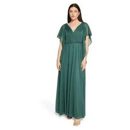 Abendkleid Vera Mont "Damen im Glitzer-Look", Damen, Gr. 42, Normalgr&ouml;&szlig;en, gr&uuml;n, grau, Netz, Obermaterial: 100% Polyester. Besatz: 100% Polyester. Futter: 100% Polyester, tailliert lang, V-Ausschnitt, Kleider Abendkleid, Falten