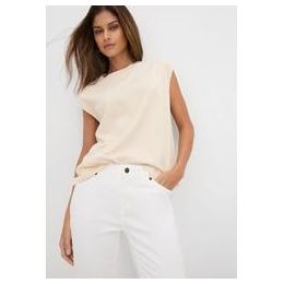Straight-Jeans bonprix "Straight Jeans Mid Waist, Stretch", Damen, Gr. 46, N-Gr, wei&szlig; (l&auml;nge: regul&auml;r), Denim/Jeans, Obermaterial: 97% Baumwolle, 3% Elasthan, regular fit kn&ouml;chelfrei, Jeans Straight-Jeans, Regular Fit, mit Aufschlag, im Five-Pocket-Style
