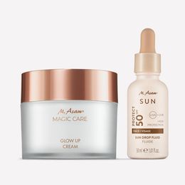 Glow Up Gesichtscreme & Sun Drop Fluid Sonnenschutz Serum Gesicht LSF 50 - M. Asam MAGIC CARE