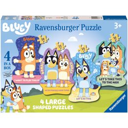 Konturenpuzzle Ravensburger "Bluey: Auf geht's", bunt, Puzzles, KinderB:25cm H:35cm, Pappe, Motiv, Made in Europe, B:25cm H:35cm