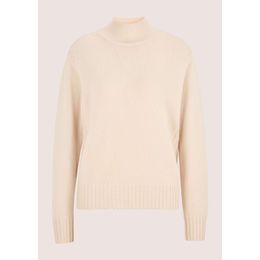 Madeleine Mode Longpullover MADELEINE "Strickpullover Stilvoller Kaschmirpullover mit Stehkragen", Damen, Gr. 44/46, wei&szlig; (perlwei&szlig;), Obermaterial: 90% Schurwolle WV. 10% Kaschmir WS., Modern, Pullover Longpullover, Mit edlem Kaschmir