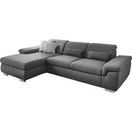 Ecksofa DIE PLANBAR "MP-IN17041 L-Form", grau, B:325cm H:85cm T:195cm, 100% Polyester, Sofas, Ecksofa, mit Sitztiefenverstellung, optional Kopfteilverstellung & Bettfunktion