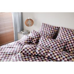 Bettw&auml;sche Elegante "Scrabble", merlot, B/L: 155cm x 220cm, 1 Stk., 1 Stk., Mako-Satin, B/L: 80cm x 80cm, 2, Mako-Satin, Obermaterial: 100% Baumwolle, Bettw&auml;sche, Bettw&auml;sche, angenehmes Hautgef&uuml;hl