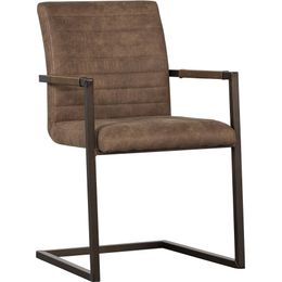 Esszimmerstuhl Woood "Bas", braun (maulwurf), B:54cm H:87cm T:62cm, St&uuml;hle, Esszimmerstuhl, Freischwinger, gepolstert, Breite 54 cm, Metallgestell