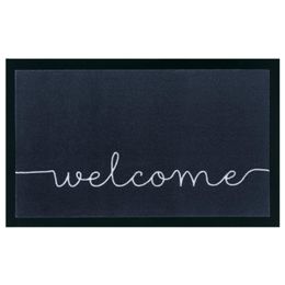 Fu&szlig;matte Hanse Home "Cozy Welcome, T&uuml;rmatte" Gr. 15, schwarz (anthrazit, creme), B:45cm H:5mm L:75cm, Kunstfaser, Teppiche, Fu&szlig;matte, Waschbar, Schmutzfangmatte, Outdoor, Innen, Rutschfest, Wetterfest