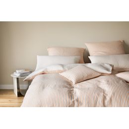 Bettw&auml;sche Elegante "Bold", pfirsich, B/L: 155cm x 220cm, 1 Stk., 1 Stk., Halbleinen, B/L: 80cm x 80cm, 2, Halbleinen, Obermaterial: 50% Baumwolle, 50% Leinen, Bettw&auml;sche, Bettw&auml;sche, angenehmes Hautgef&uuml;hl