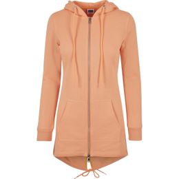 Cardigan Urban Classics "Urban Classics Damen Ladies Sweat", Damen, Gr. XS, papaya, 63% Baumwolle, 37% Polyester, unifarben, normal, ohne Ausschnitt, Strickjacken