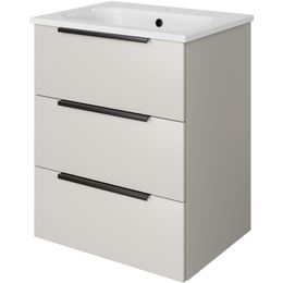 Badm&ouml;bel-Set SAPHIR "Mineralmarmor-Waschtisch mit Waschtischunterschrank", kaschmir matt, B:61cm H:74cm T:46cm, Holzwerkstoff, Kastenm&ouml;bel-Sets, Badm&ouml;bel-Set