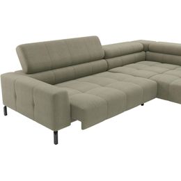 Ecksofa Home Affaire "Claya, 311 cm breit, L-Form, inkl. Kopfteilverstellung", oliv, B:311cm H:71cm T:219cm, 100% Polyester, Sofas, Ecksofa, wahlweise elektrischer Sitzvorzug