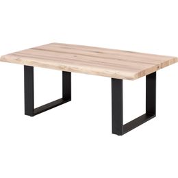 Couchtisch Home Affaire "Tristan", wei&szlig; (wei&szlig; wash, schwarz, wei&szlig; wash), B:115cm H:45cm T:70cm, Tische, Couchtisch, aus Massivholz Eiche mit Baumkante