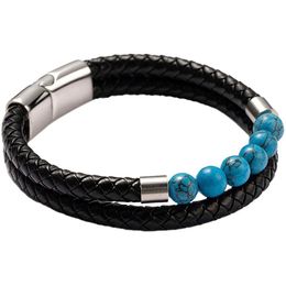 Armband Firetti "Schmuck Geschenk Armschmuck Armkette Edelstein Perlen, Onesize", bunt (silberfarben, schwarz, t&uuml;rkis, t&uuml;rkis), Armb&auml;nder, Damen, 19cm, Edelstahl Leder, Edelstahl, Leder, Armband, Made in Germany - mit Howlith oder T&uuml;rkis (beh.)