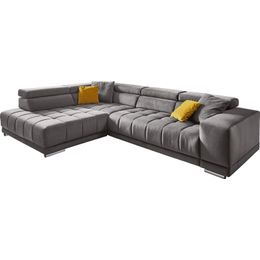 Ecksofa DIE PLANBAR "MP-IN15053 L-Form breiter Schenkel", grau, B:323cm H:73cm T:222cm, Sofas, Ecksofa, wahlweise mit Kopfteilverstellung und manueller Vorziehbank