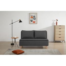 Schlafsofa Home Affaire "AINSLEY 140 cm -2-Sitzer, verstellbare R&uuml;ckenlehne", anthrazit, B:145cm T:85cm, 100% Polyester, Sofas, Schlafsofa, wandelbar zum G&auml;stebett, Relaxsofa, Webstoff u. Cord-Bezug