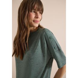 T-Shirt Cecil, Damen, Gr. L (42), just khaki, Stoff, 55% Polyester, 45% Viskose, unifarben, comfort fit normal, Rundhals, breiter Bund, Shirts T-Shirt, mit U-Boot-Ausschnitt