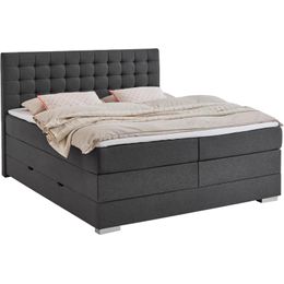 Boxbett Home Affaire "Keeva inkl. Bettkasten und Topper", graphit, B:182cm L:209cm, Stoffbezug Nordic (100% Polyester), Komplettbetten, erh&auml;ltlich in der Breite 180x200cm, Topseller