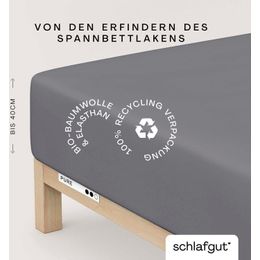 Spannbettlaken Schlafgut "PURE BOXSPRING Bio-Baumwolle mit Elasthan, 170 g/m&sup2;, Bettlaken", grau (grau mid), 1 Stk., Jersey-Elasthan, 180-200x200-220 40cm, Jersey-Elasthan, Obermaterial: 95% Baumwolle, 5% Elasthan, Bettlaken, Spannbettlaken, PREMIUM Boxspringbett Laken bis 40 cm H&ouml;he, dehnbar blickdicht, straff