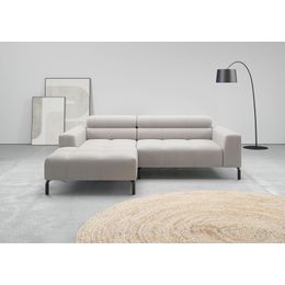Ecksofa Home Affaire "Claya, 223 cm breit, L-Form, Kopfteilverstellung", light grau, B:223cm H:71cm T:179cm, 100% Polyester, Sofas, Ecksofa, Moderne Steppung, weicher Polsteraufbau & saugroboterfreundliche H&ouml;he