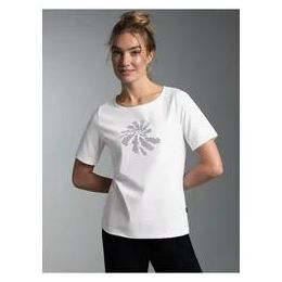 T-Shirt TRIGEMA "TRIGEMA T Shirt mit Strass Motiv "Schnecke", Damen, Gr. XL, wei&szlig;, Single Jersey, 100% Baumwolle, Basic, Rundhals, Shirts T-Shirt
