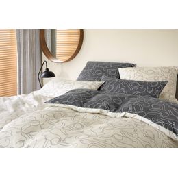 Bettw&auml;sche Elegante "Cats", creme, grau, B/L: 135cm x 200cm, 1 Stk., 1 Stk., Mako-Satin, B/L: 80cm x 80cm, 2, Mako-Satin, Obermaterial: 100% Baumwolle, Bettw&auml;sche, Bettw&auml;sche, angenehmes Hautgef&uuml;hl