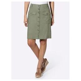 Sommerrock Heine, Damen, Gr. 36, khaki, 55% Leinen, 45% Viskose, unifarben, knielang, R&ouml;cke