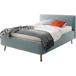 Meise M&ouml;bel Polsterbett MEISE.M&Ouml;BEL "Mattis", blau (eisblau), B:141cm H:105cm L:218cm, Bezug Bett: Strukturstoff (100% Polyester), Betten, Polsterbett, Topseller, wahlweise mit Bettkasten