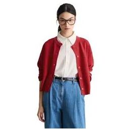 Marc O'Polo Cardigan MARC O'POLO DENIM "aus kompaktem Baumwollgarn", Damen, Gr. XL, carmine rot, Obermaterial: 100% Baumwolle, unifarben, relaxed fit, Rundhals, Strickjacken