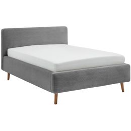 Meise M&ouml;bel Polsterbett MEISE.M&Ouml;BEL "Mattis", grau, B:161cm H:105cm L:218cm, Bezug Bett: Cord (100% Polyester), Betten, Polsterbett, Topseller, wahlweise mit Bettkasten