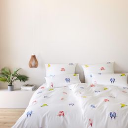 Bettw&auml;sche Elegante "Lovebirds", wei&szlig;, B/L: 135cm x 200cm, 1 Stk., 1 Stk., Mako-Satin, B/L: 80cm x 80cm, 2, Mako-Satin, Obermaterial: 100% Baumwolle, Bettw&auml;sche, Bettw&auml;sche, angenehmes Hautgef&uuml;hl
