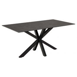 Esstisch ACTONA GROUP "Heaven", schwarz (schwarz, schwarz), B:160cm H:75,5cm T:90cm, Tische, Esstisch, mit schwarzer Keramik und schwarzem Stahlkreuz, L: 160 cm