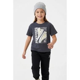 T-Shirt Converse "CNVG SNEAKER GFX BF TEE", M&auml;dchen, Gr. 128/134 (M), schwarz matter, Obermaterial: 60% Baumwolle, 40% Polyester, Rundhals, Shirts T-Shirt, f&uuml;r Kinder und Jugendliche, sportlicher Stil, f&uuml;r Sportmode