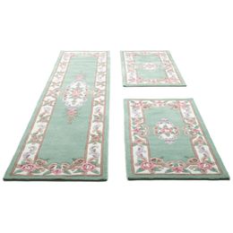 Bettumrandung Theko "Ming" Gr. 14, gr&uuml;n, H:14mm, Obermaterial: 100% Polyacryl, Bettumrandungen, Bettvorleger, L&auml;ufer-Set, Pastell-Farben, florales Design