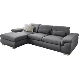 Ecksofa DIE PLANBAR "MP-IN17041 L-Form", grau, B:325cm H:85cm T:195cm, 100% Polyester, Sofas, Ecksofa, mit Sitztiefenverstellung, optional Kopfteilverstellung & Bettfunktion