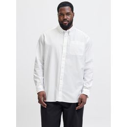 Jack & Jones PlusSize Langarmhemd "JPRBLUBROOK OXFORD SHIRT L/S NOOS PLS", Herren, Gr. 5XL, N-Gr, wei&szlig; (wei&szlig; fit:slim fit), Web, Obermaterial: 97% Baumwolle, 3% Elasthan, JACK & JONES PLUSSIZE, unifarben, slim fit normal, Hemden
