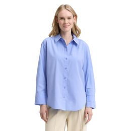 Hemdbluse Tom Tailor "Loose", Damen, Gr. 42, dremy blau, Obermaterial: 50% Baumwolle, 50% Lyocell, unifarben, regular fit Po-bedeckend, Manschette, Blusen Hemdbluse, mit Manschetten