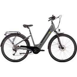 E-Bike SAXONETTE "E-Bike Cityrad Deluxe Sport (Wave)" Gr. 50, schwarz (grau, silber, schwarz), Elektrofahrr&auml;der, 50cm, 28 Zoll (71,12cm), (mit integr. Akku), Elektrofahrrad f&uuml;r Damen u. Herren