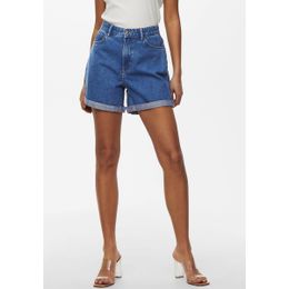 Shorts Only "ONLVEGA HW MOM DNM SHORTS NOOS", Damen, Gr. M (38), N-Gr, medium blau denim, Denim/Jeans, Obermaterial: 100% Baumwolle, unifarben, Hosen Shorts