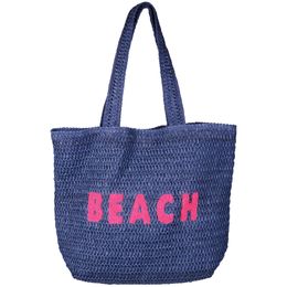 Strandtasche Capelli New York, Damen, Gr. B/H/T: 39cm, navy, pink, Obermaterial: 100% Papier, Taschen Strandtasche