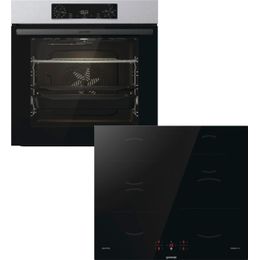 Gorenje Backofen-Set "Pacific Backofen-Set Basic Induktion 2021", Energieeffizienz: A (A+++-D), grau (edelstahl), Herdsets, Pizzafunktion mit 300 C &ndash; perfekt f&uuml;r Pizza, Focaccia und mehr