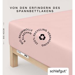 Spannbettlaken Schlafgut "PURE BOXSPRING Bio-Baumwolle mit Elasthan, 170 g/m&sup2;, Bettlaken", lila (lila light), 1 Stk., Jersey-Elasthan, 180-200x200-220 40cm, Jersey-Elasthan, Obermaterial: 95% Baumwolle, 5% Elasthan, Bettlaken, Spannbettlaken, PREMIUM Boxspringbett Laken bis 40 cm H&ouml;he, dehnbar blickdicht, straff