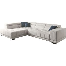 Ecksofa DIE PLANBAR "MP-IN15053 L-Form breiter Schenkel", beige (ecru), B:323cm H:73cm T:222cm, 100% Polyester, Sofas, Ecksofa, wahlweise mit Kopfteilverstellung und manueller Vorziehbank