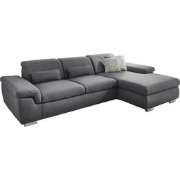 Ecksofa DIE PLANBAR "MP-IN17041 L-Form", grau, B:325cm H:85cm T:195cm, 100% Polyester, Sofas, Ecksofa, mit Sitztiefenverstellung, optional Kopfteilverstellung & Bettfunktion