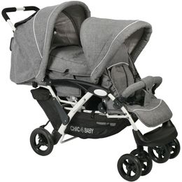 CHIC 4 BABY Geschwisterwagen CHIC4BABY "Duo", Kinder, melange grau, wei&szlig;, Kinderwagen, mit feststellbaren Doppelschwenk-Vorderr&auml;dern