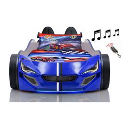 Autobett Kinder 90x200 Jungen LED Leuchte Unterbodenbeleuchtung Sound Fernbedienung