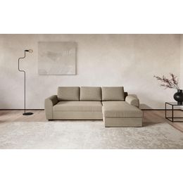 Ecksofa COTTA "Drift L-Form", toffee, B:253cm H:86cm T:154cm, 96% POLYESTER (PES) 4% POLYAMID(PA), Sofas, Ecksofa, optional auch mit Schlaffunktion, Wellenunterfederung