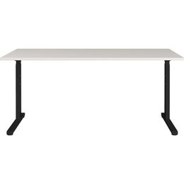 Germania Schreibtisch 4253-581 GW-Profi, in Lichtgrau/Schwarz, me. h&ouml;heneinstellbar, 180 x 80 x 80 cm (BxHxT)